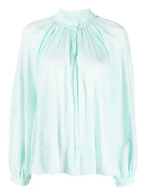 FORTE_FORTE Draped Semi-sheer Shirt - Blue
