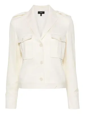 Theory Peak-lapel Cropped Jacket - Neutrals