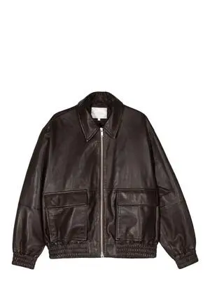 Studio Nicholson Piston Leather Zip-up Jacket - Brown