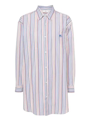 Etro Pegaso-embroidered Striped Shirt - Blue