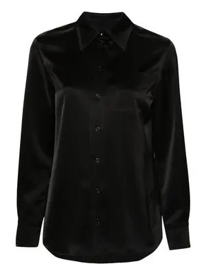 LANVIN Long Sleeve Satin Shirt - Black