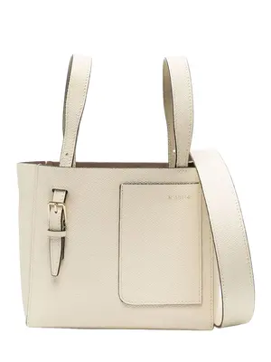VALEXTRA Micro Bucket Leather Tote Bag - Neutrals