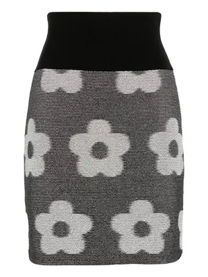 Kenzo Jacquard Flower-motif Skirt - Black