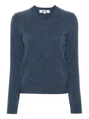Play Comme Des Garcon Heart Logo Wool Jumper - Blue