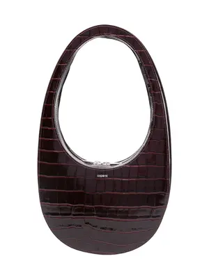 Coperni Croco Swipe Leather Shoulder Bag Brown