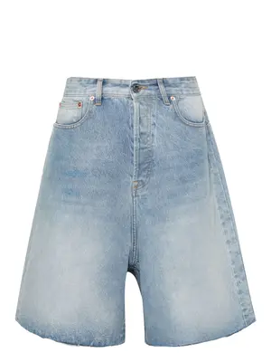 Vetements Mid-rise Wide-leg Denim Shorts - Blue