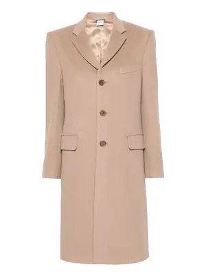 Aspesi Single-breasted Alpaca Wool-blend Coat - Neutrals
