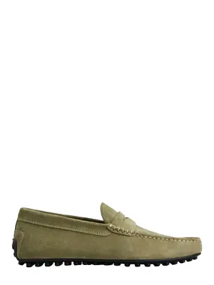 TOD'S City Gommino Suede Loafers - Green