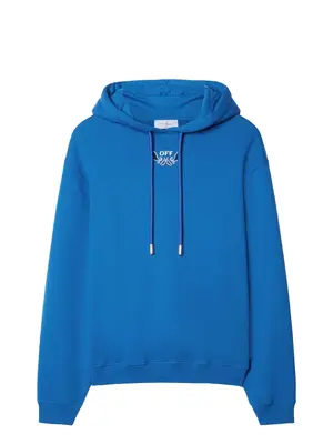 Off-White Arrow-embroidered Cotton Hoodie - Blue