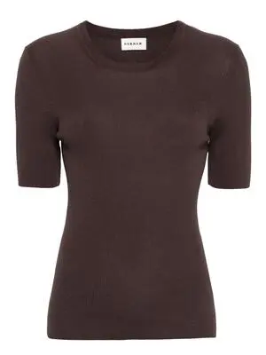 P.a.r.o.s.h Ribbed Knit Short-sleeve Top - Brown
