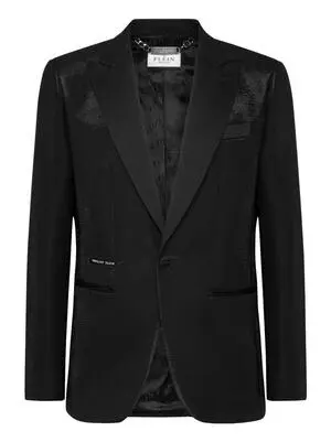 Philipp Plein Single-breasted Lurex Blazer - Black