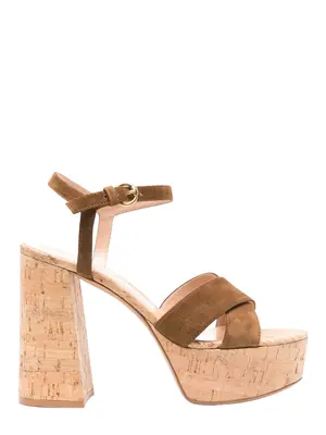 GIANVITO ROSSI 128mm Suede Platform Sandals - Brown
