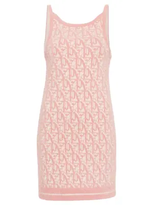 Palm Angels Monogram-jacquard Knitted Minidress - Pink