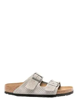 BIRKENSTOCK Arizona Perforated Suede Slides - Grey