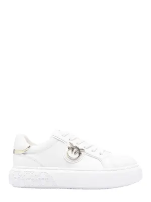 Pinko Love Birds Leather Sneakers - White