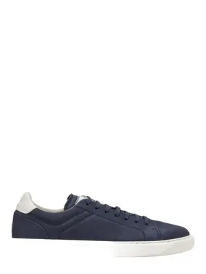 Brunello Cucinelli Nubuck Calfskin Low-top Sneakers - Dark Blue