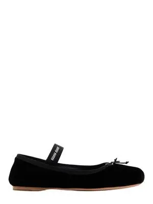 Miu Miu Velvet Ballerina Flats - Black