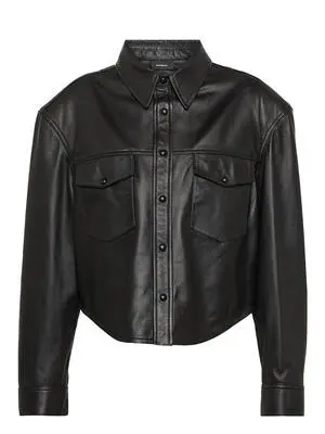 Wardrobe.NYC Leather Shirt Jacket - Black