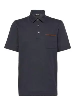Zegna Cotton Piqué Polo Shirt - Blue