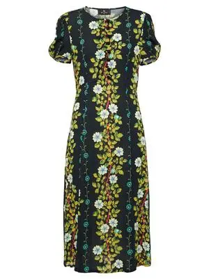 Etro Floral Print Midi Dress - Multicoloured