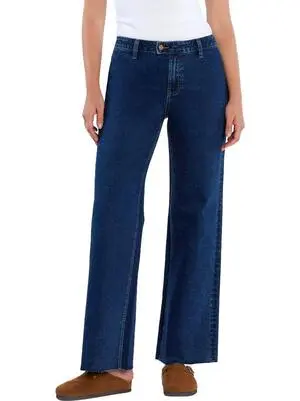 HINT OF BLU HINT OF BLU' Flat Front Wide Leg Jeans Unity Blue