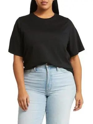 Nordstrom Relaxed Fit Pima Cotton Crewneck T-shirt - Black