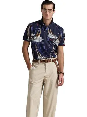 Ralph Lauren Classic Fit Nautical Mesh Polo Shirt - Sailboat Dial Print