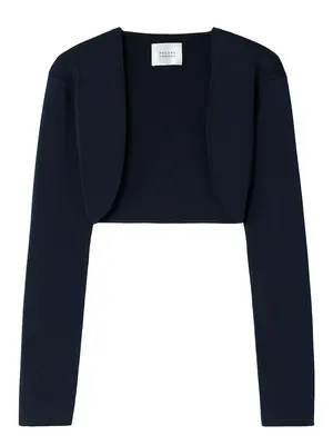 Galvan Atalanta Cropped Ribbed Stretch-knit Cardigan - Blue