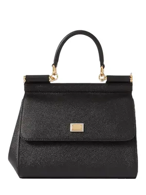 Dolce & Gabbana Sicily Textured-leather Shoulder Bag - Black