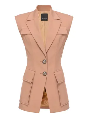 Pinko Single-breasted Twill Waistcoat - Neutrals