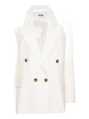 MSGM Double-breasted Peak-lapel Blazer - Neutrals