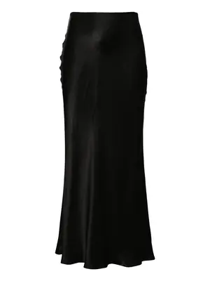 MANURI Sunny Satin Midi Skirt - Black