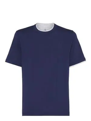 Brunello Cucinelli Layered-effect Cotton T-shirt - Blue