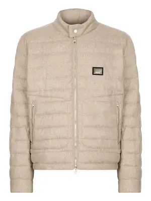 Dolce & Gabbana Logo-plaque Quilted Jacket - Neutrals