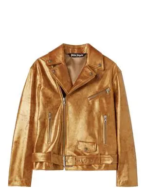 Palm Angels City Laminated Biker Jacket - Gold