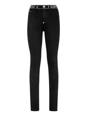 Philipp Plein Crystal-embellished High-waist Jeans - Black