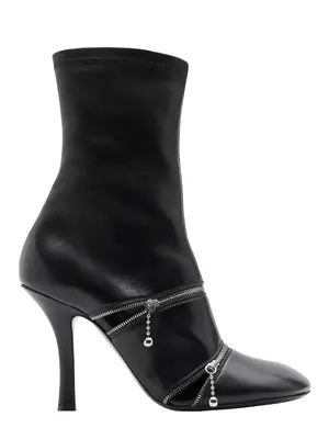 Burberry Peep Leather Ankle Boots - Black