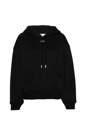 Off-White Logo-embroidered Cotton Hoodie - Black