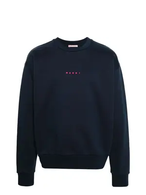 Marni Logo-print Cotton Sweatshirt - Blue