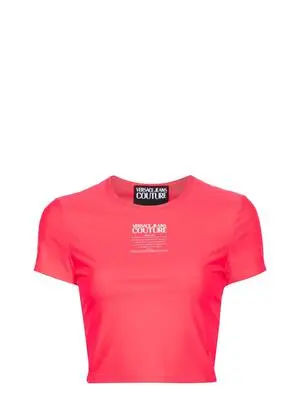 Versace Logo-print Cropped T-shirt - Pink