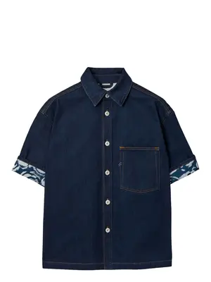 Burberry Heavyweight Logo-patch Denim Shirt - Blue