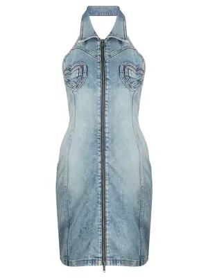 Moschino Heart-panels Denim Minidress - Blue