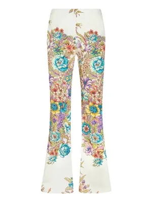Etro Floral-print Flared Trousers - White