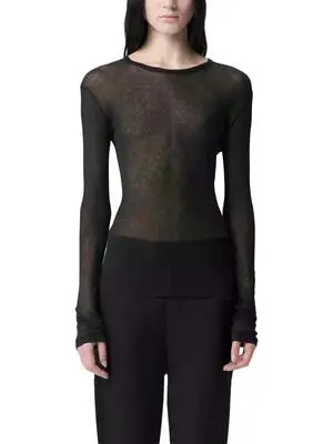 ANN DEMEULEMEESTER Semi-sheer Long-sleeve T-shirt - Black