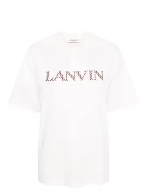 LANVIN Logo-patches Cotton T-shirt - Pink