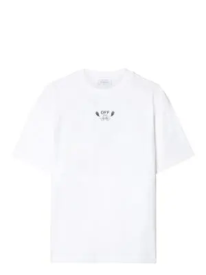 Off-White Arrow-embroidered Cotton T-shirt - White