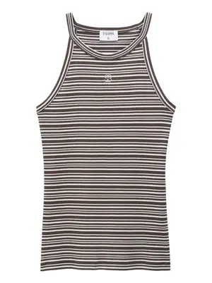 Filippa K Monogram-embroidered Striped Tank Top - Brown
