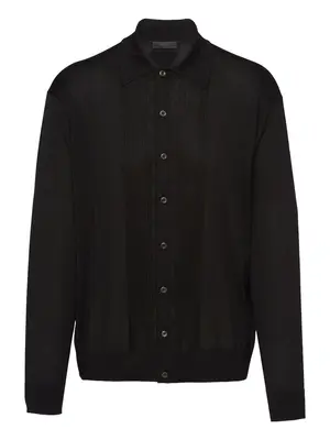 Prada Spread-collar Silk Cardigan - Black