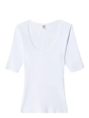 RE/DONE Scoop-neck Cotton T-shirt - White
