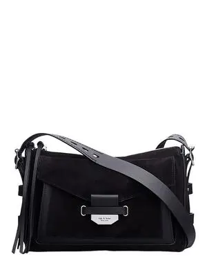Rag & Bone Field Messenger Bag - Black Suede/silver